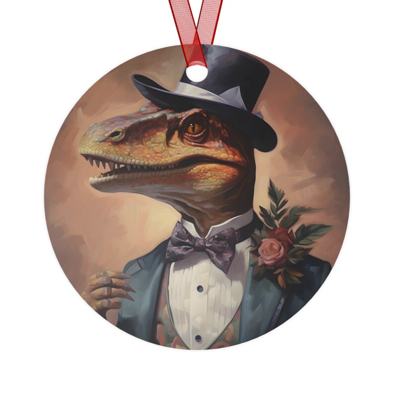 Funny Dinosaur Ornament, Dapper Dinosaur Gifts, T-rex Ornament ...