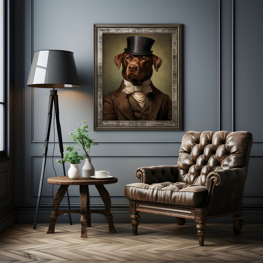 Chocolate Labrador Wall Art, Printable Aristocratic Dog Art Print ...