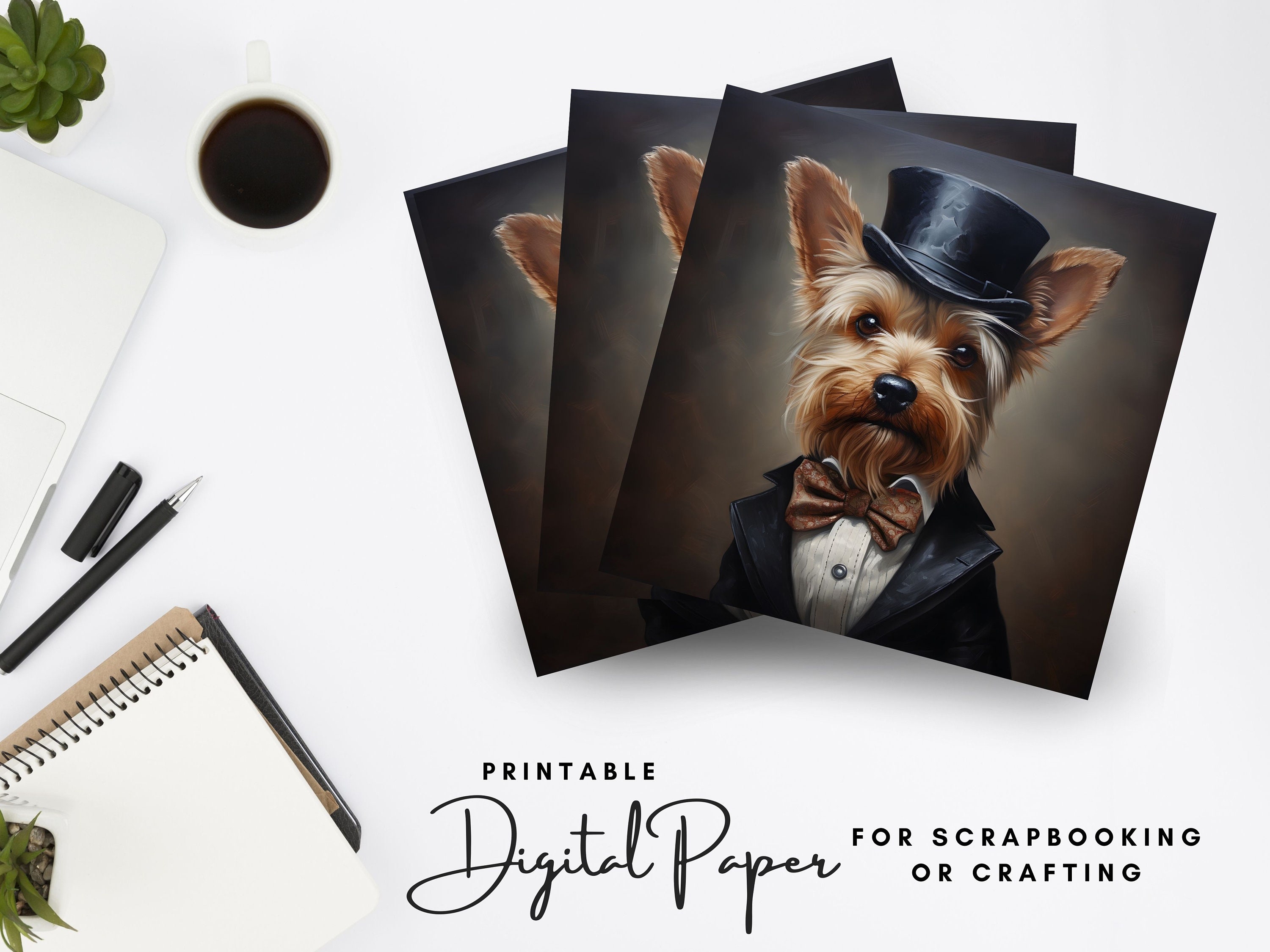 Yorkie Art, Printable Yorkie Wall Art Print, Dapper Yorkshire Terrier ...