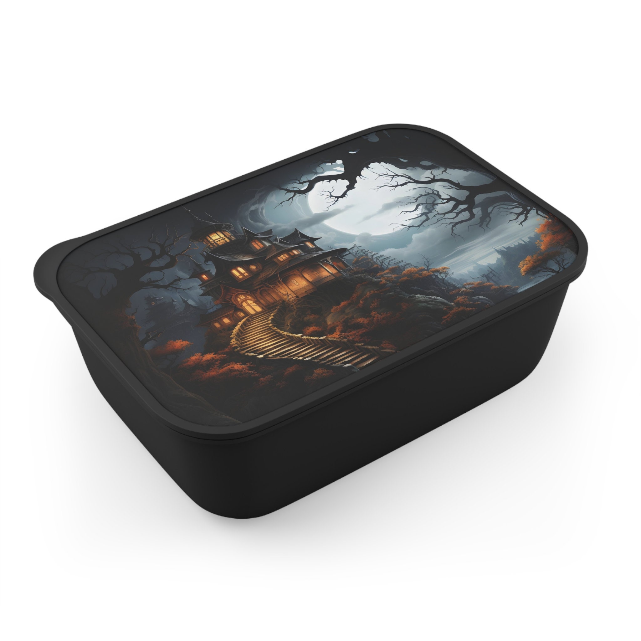 Halloween Bento Box - Haunted House PLA Bento Lunch Box with Band and ...