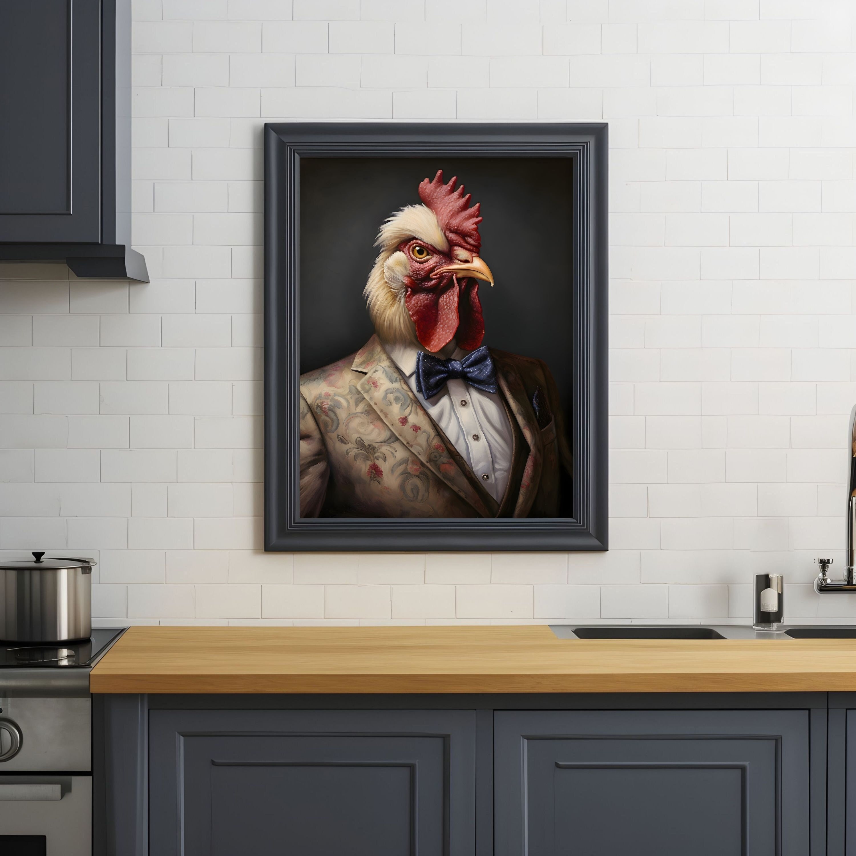 Rooster Wall Art, Printable Rooster Art Print, Dapper Rooster Artwork ...