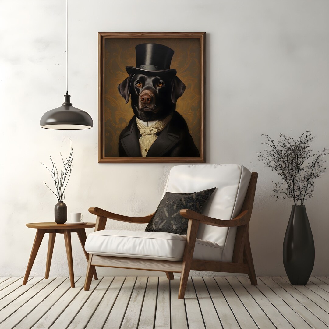 Dapper Black Lab Wall Art Printable Black Labrador Retreiver Art Print ...