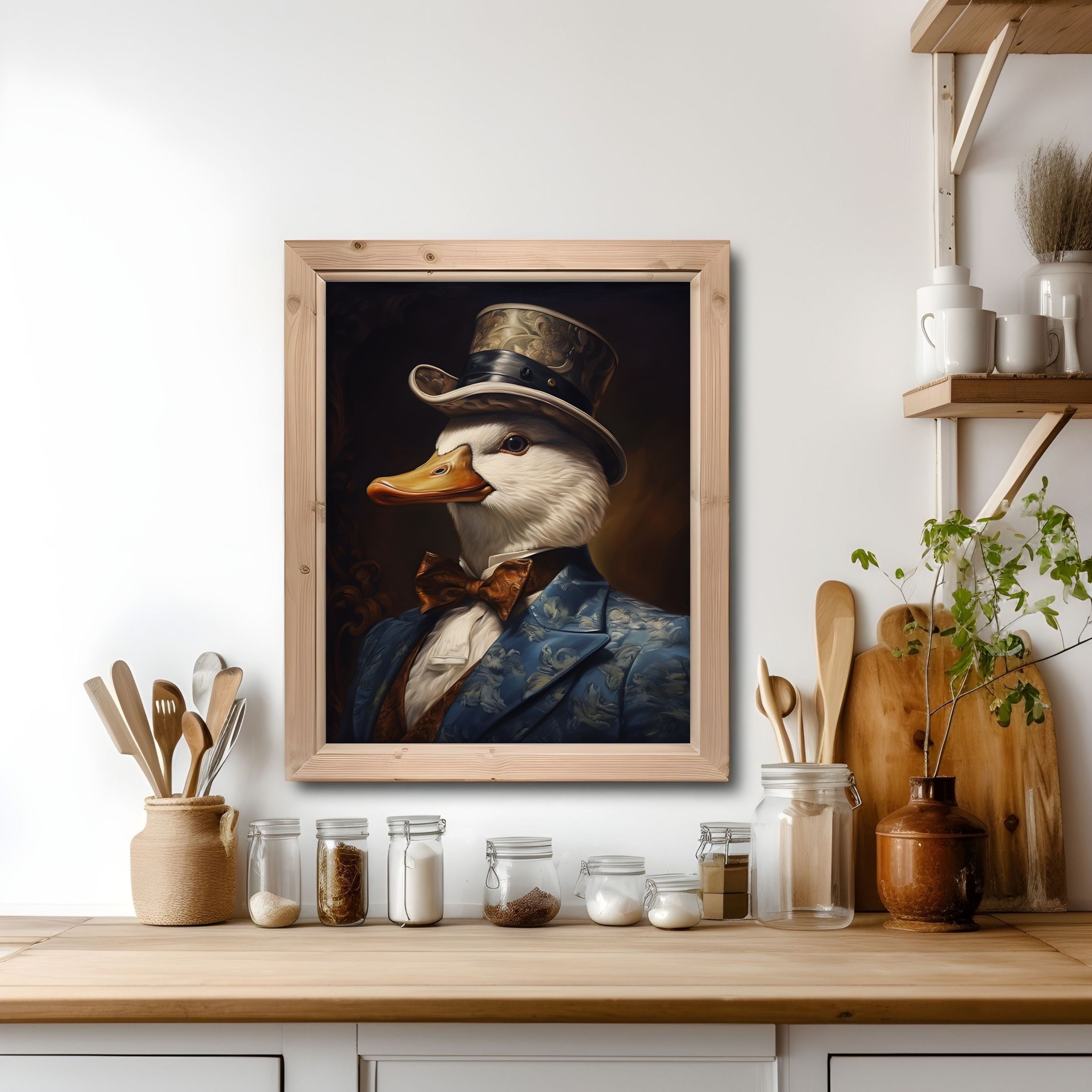 Dapper Duck Wall Art, Printable Aristocratic White Duck Art Print ...