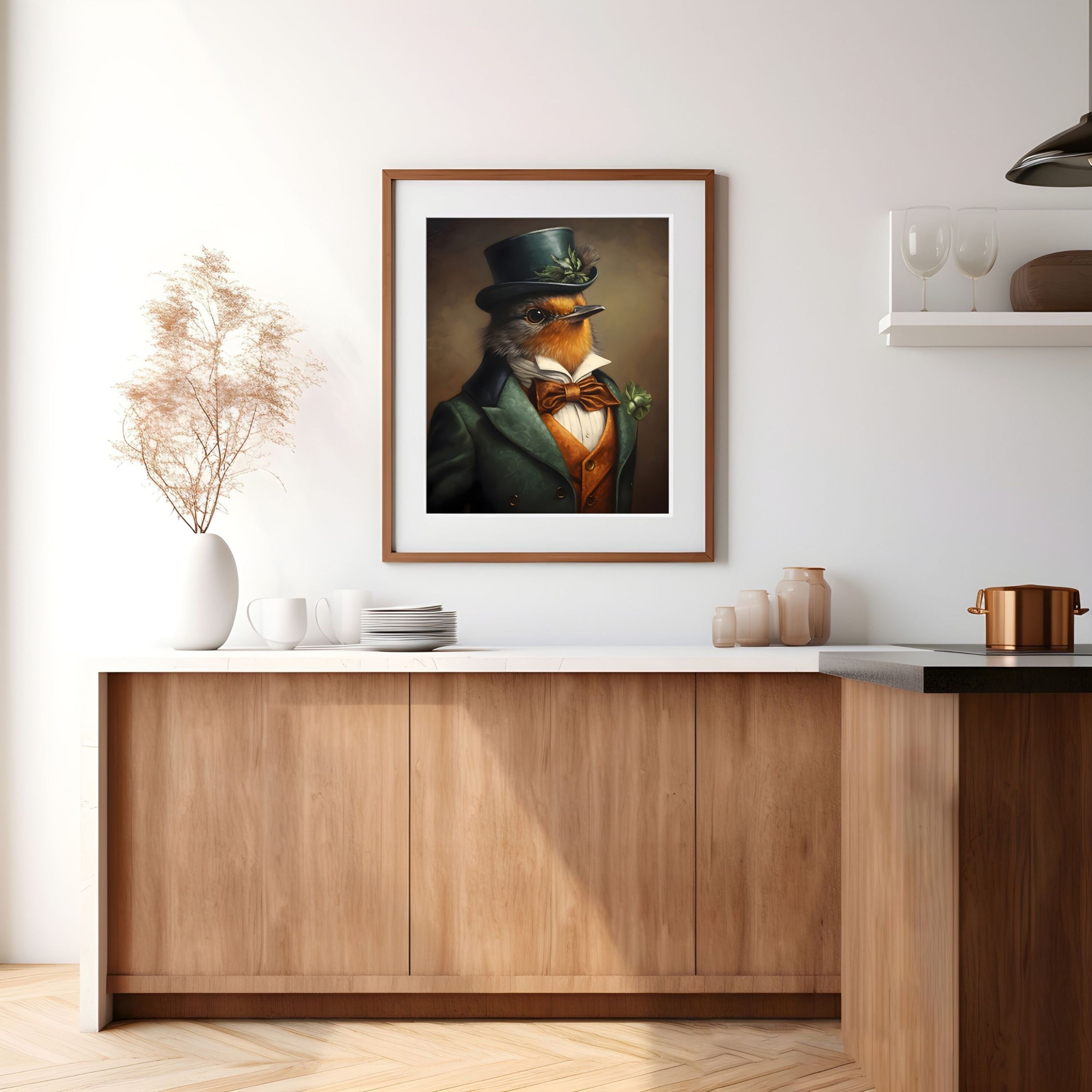 Robin Wall Art, Printable Robin Art Print, Dapper Robin Artwork, Fancy ...