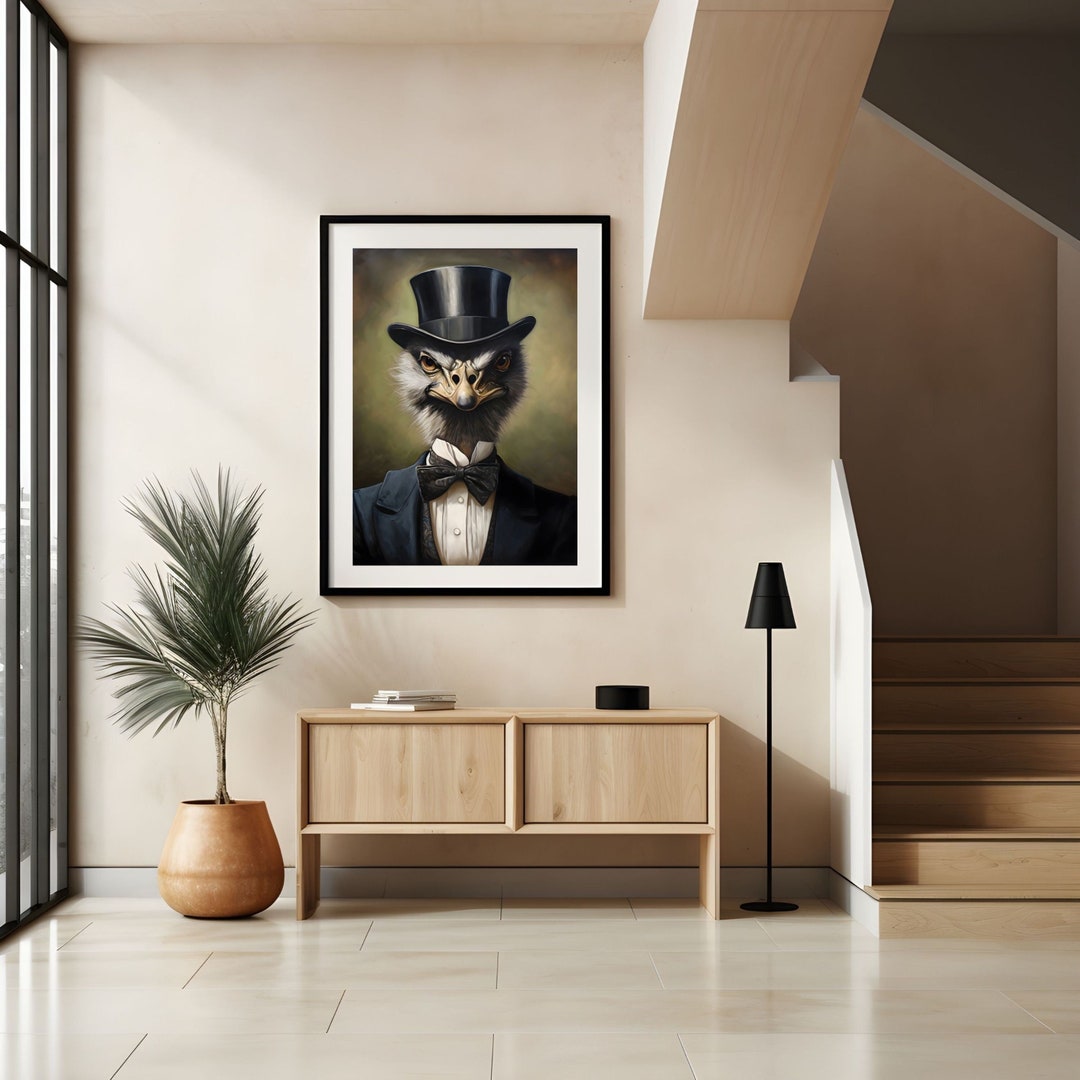 Dapper Emu Wall Art, Printable Emu Art Print, Dapper Bird Artwork ...