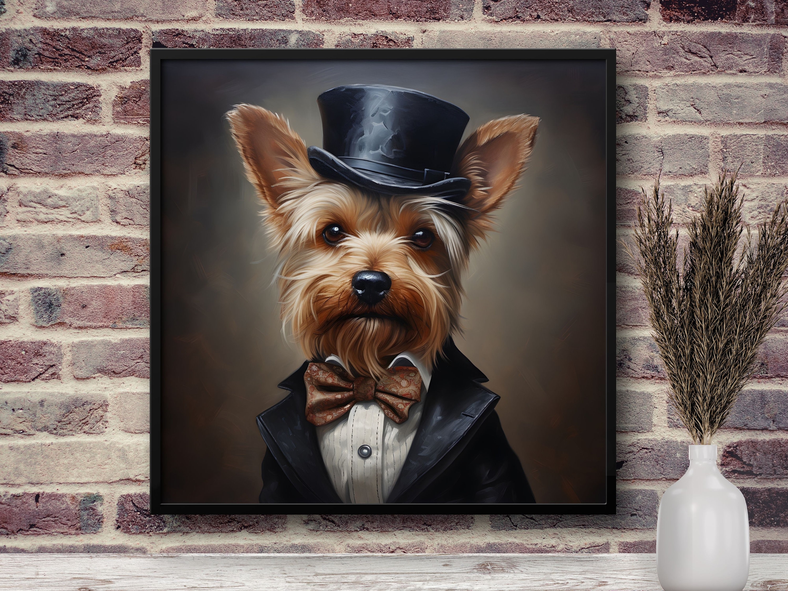 Yorkie Art, Printable Yorkie Wall Art Print, Dapper Yorkshire Terrier ...