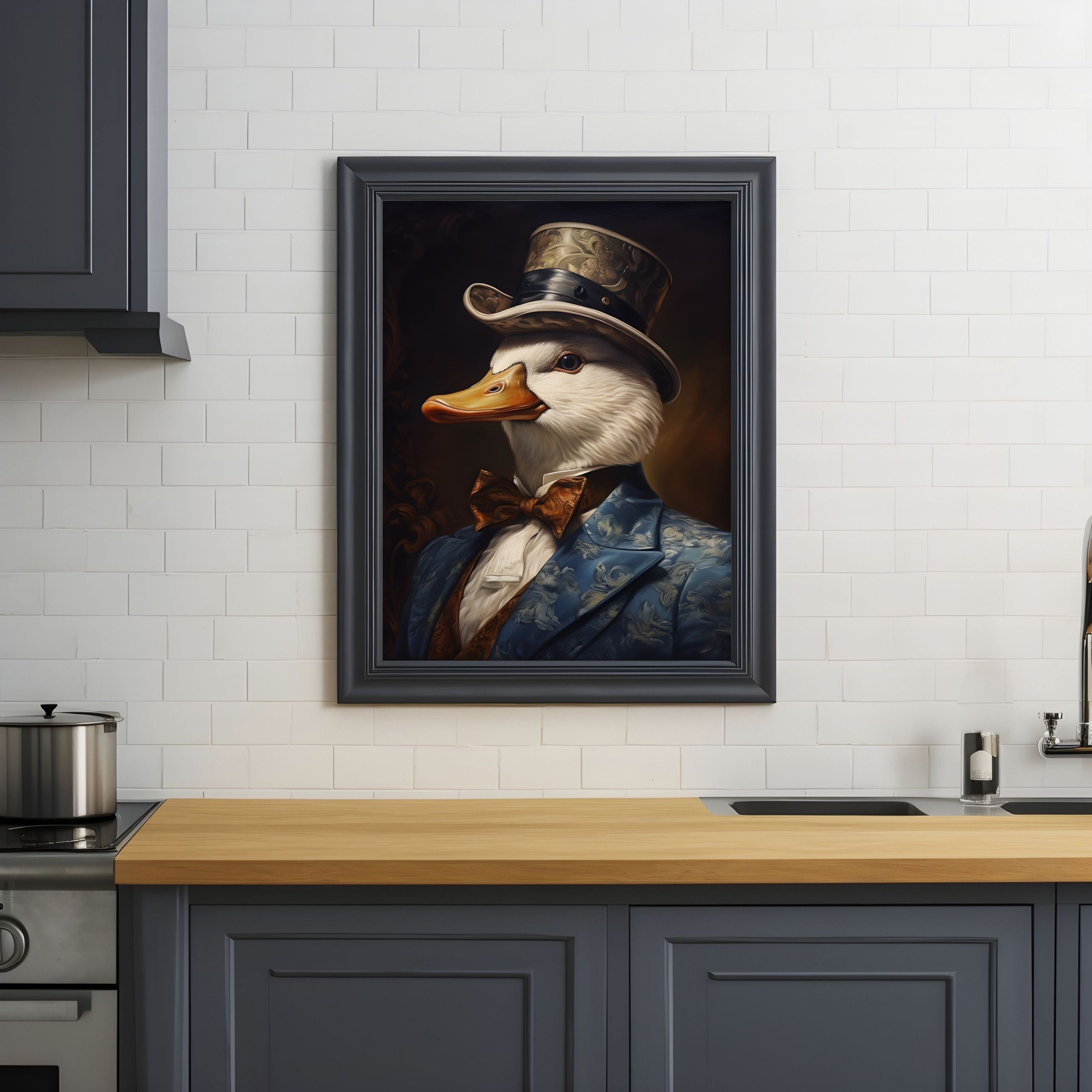Dapper Duck Wall Art, Printable Aristocratic White Duck Art Print ...
