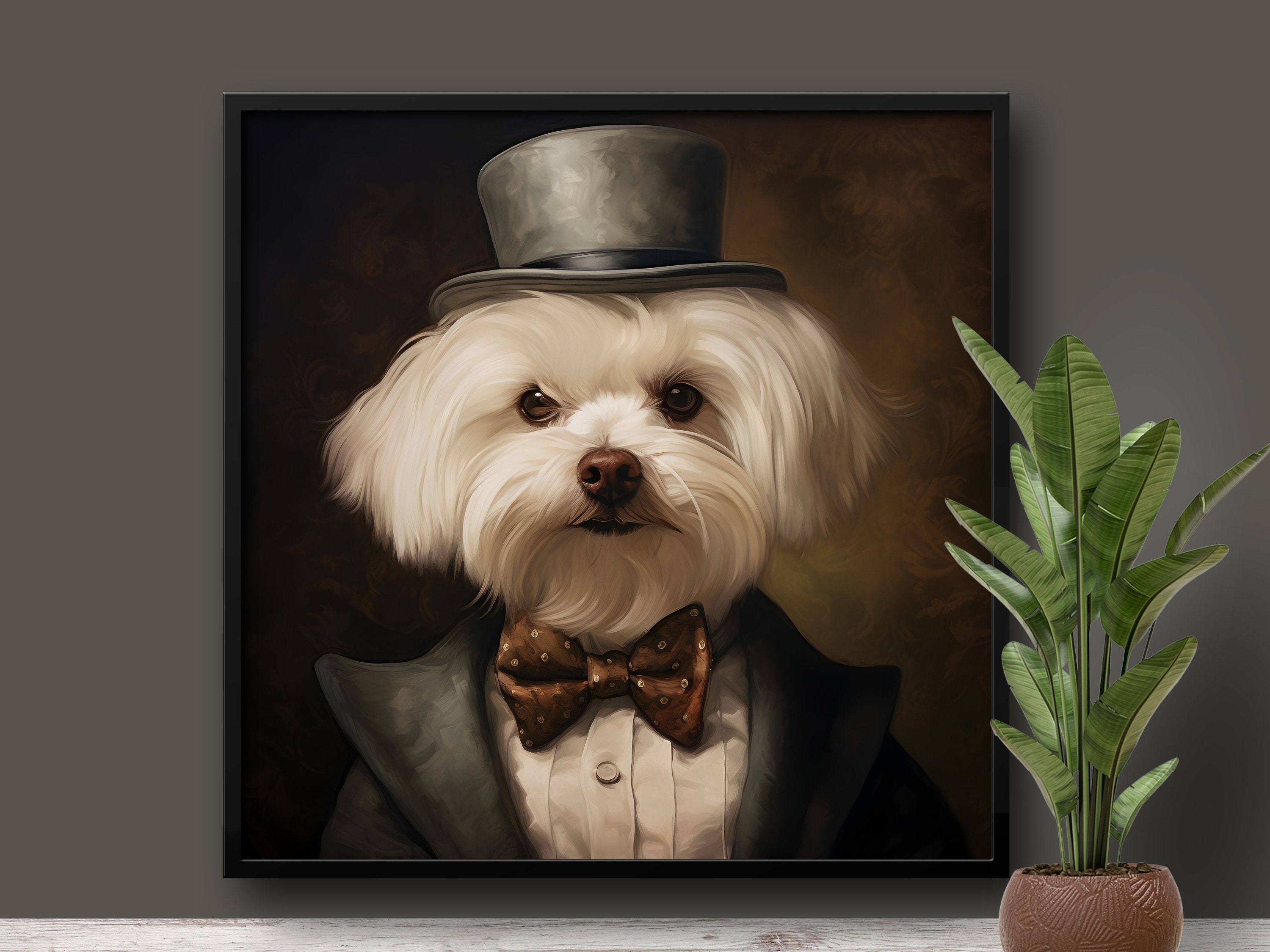 Maltese Art, Printable Maltese Wall Art Print, Dapper Maltese Art ...