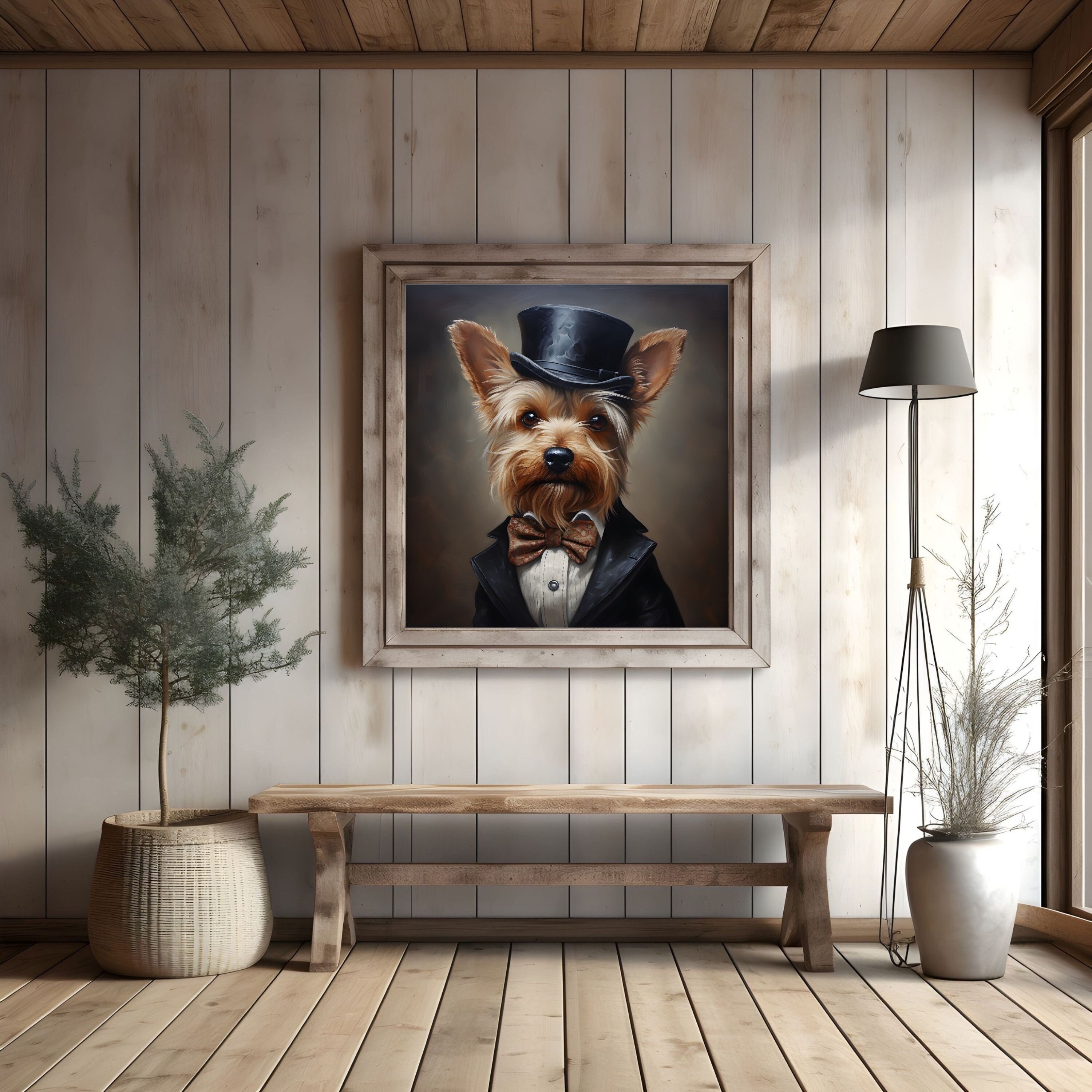 Yorkie Art, Printable Yorkie Wall Art Print, Dapper Yorkshire Terrier ...