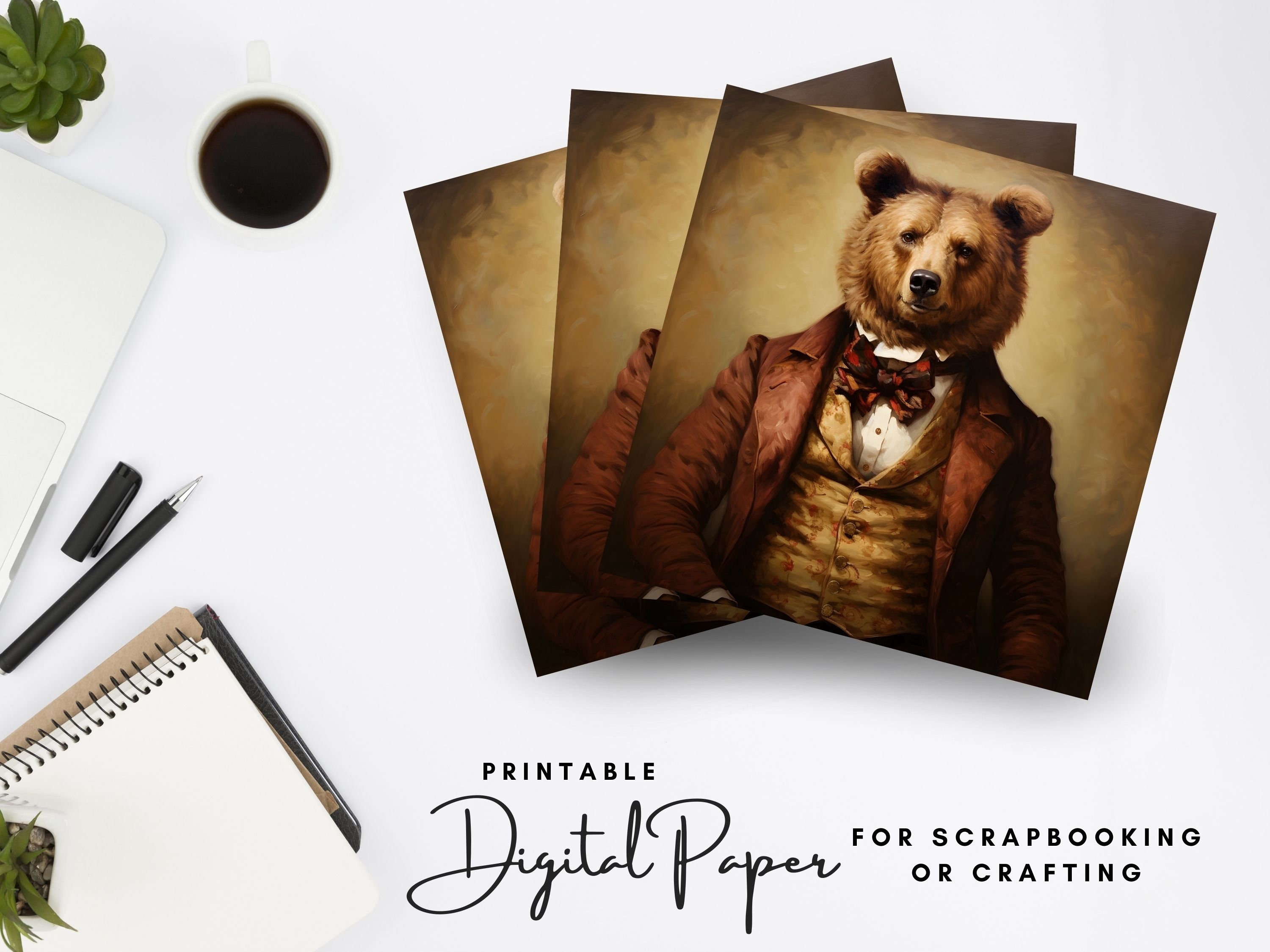 Dapper Grizzly Bear Wall Art Printable Bear Art Print - Etsy
