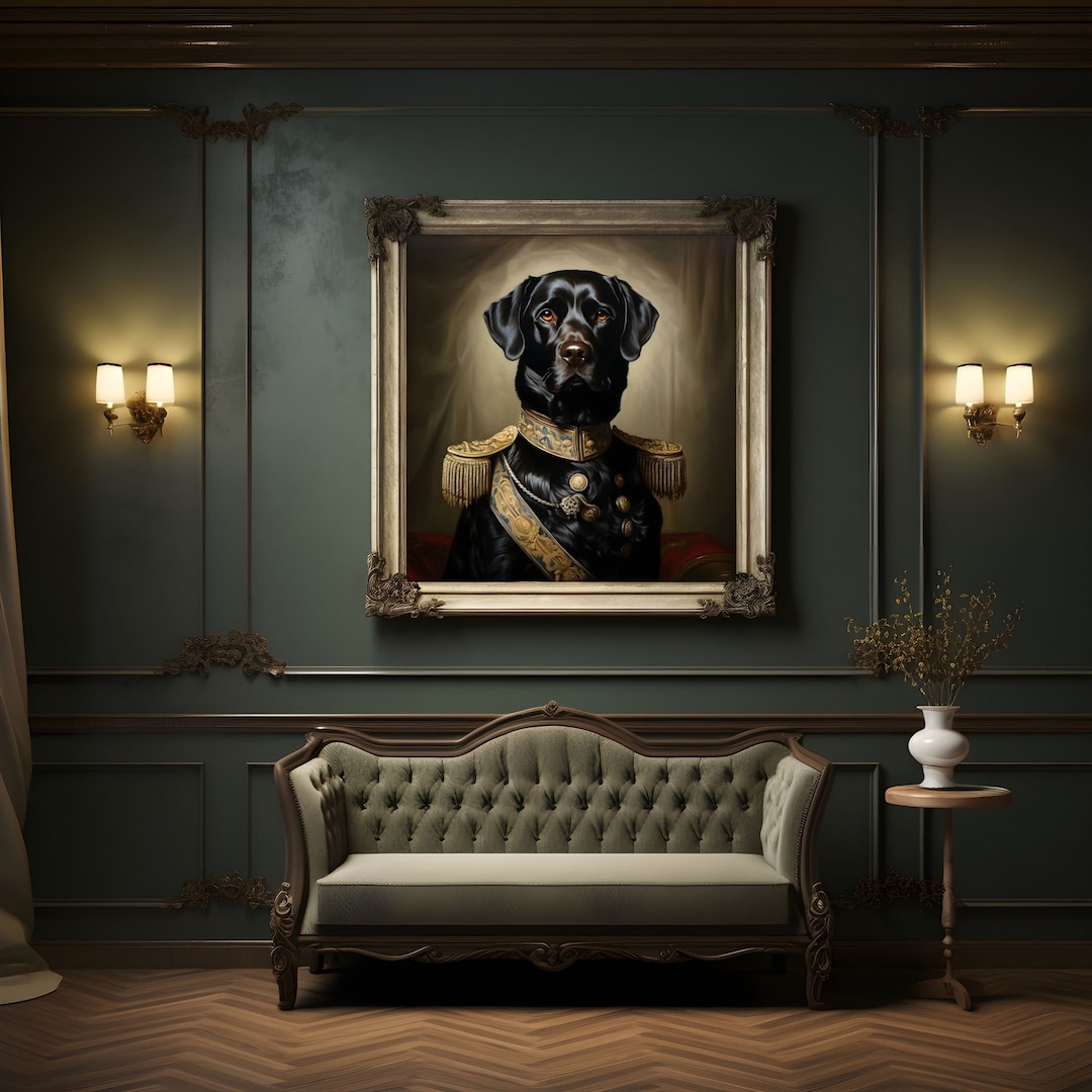 Black Lab Portrait Wall Art Printable Aristocratic Black Lab - Etsy
