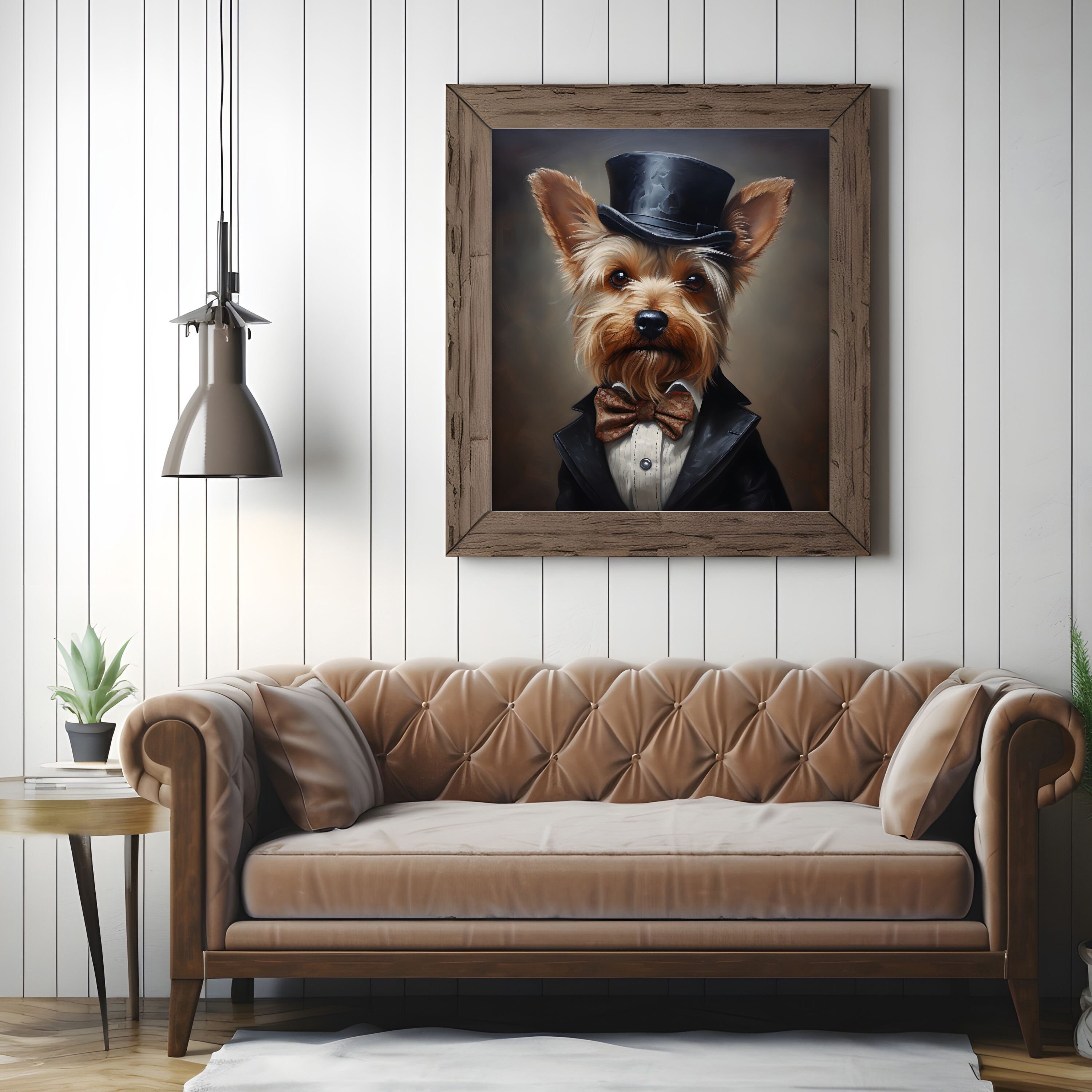 Yorkie Art, Printable Yorkie Wall Art Print, Dapper Yorkshire Terrier ...