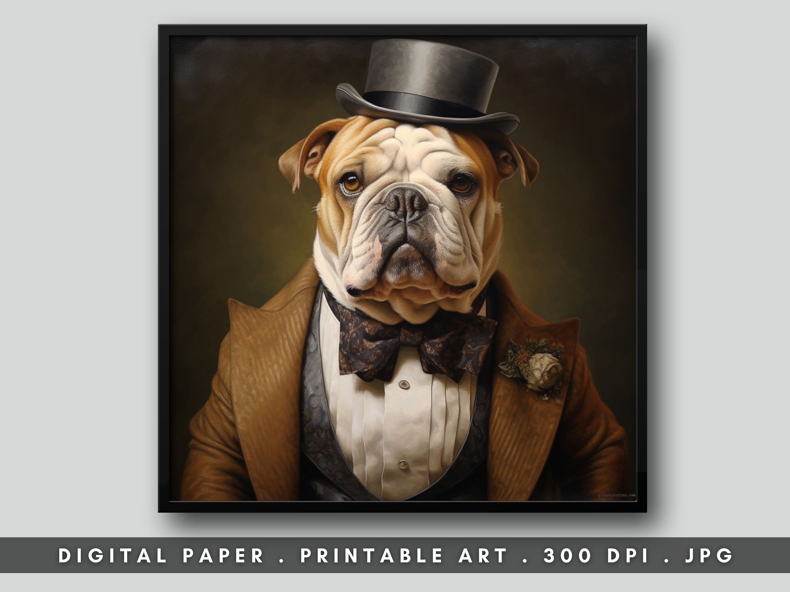 English Bulldog Art, Printable English Bulldog Dog Wall Art Print ...
