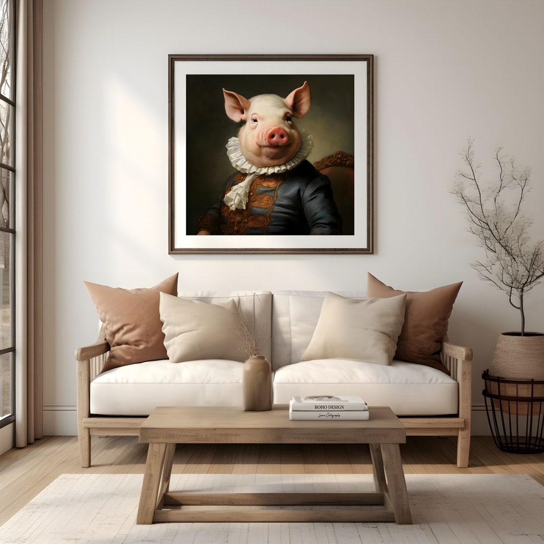 Pig Wall Art, Printable Aristocratic Pig Art Print, Aristocratic Pig ...