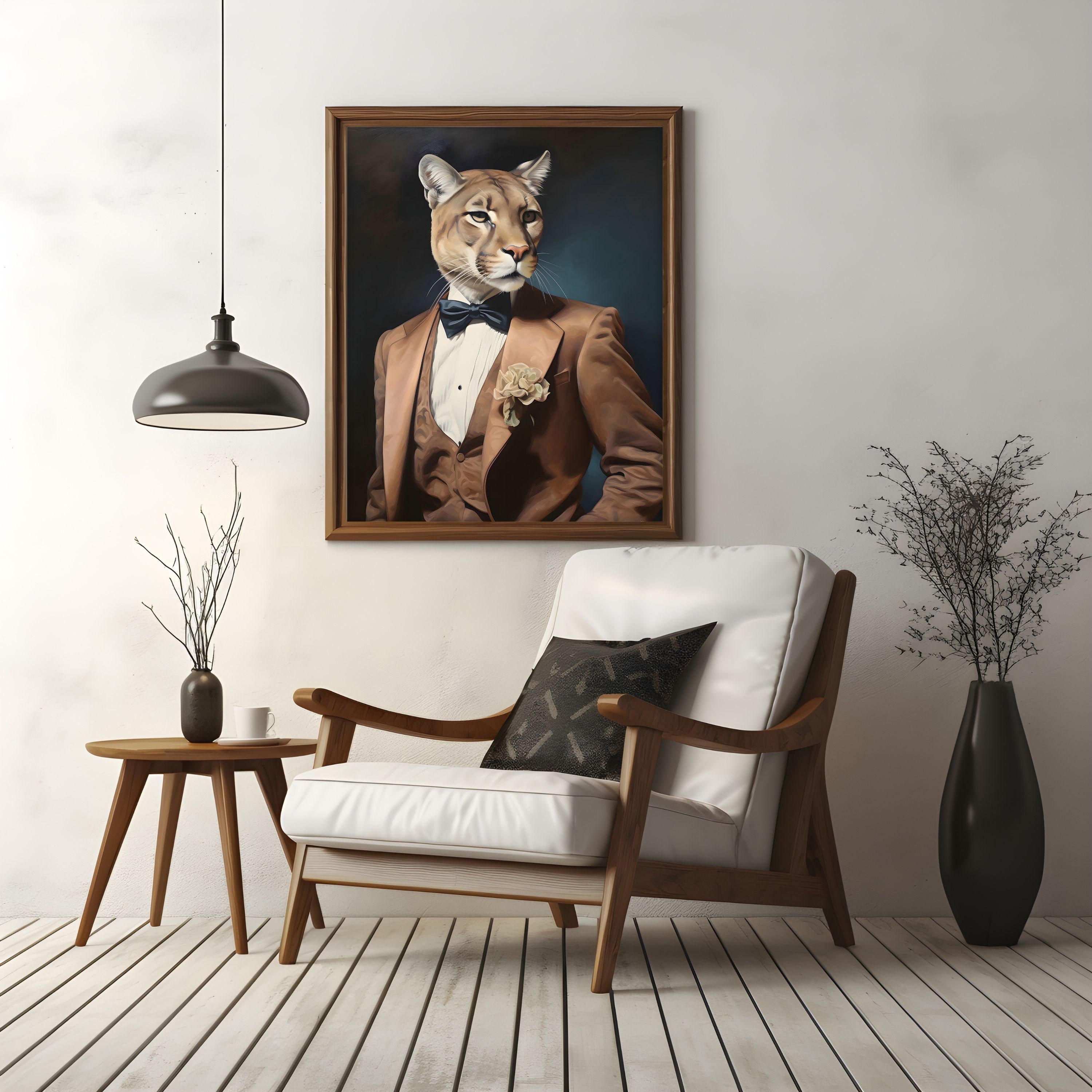 Cougar Wall Art, Printable Cougar Art Print, Dapper Cougar Art, Funny ...