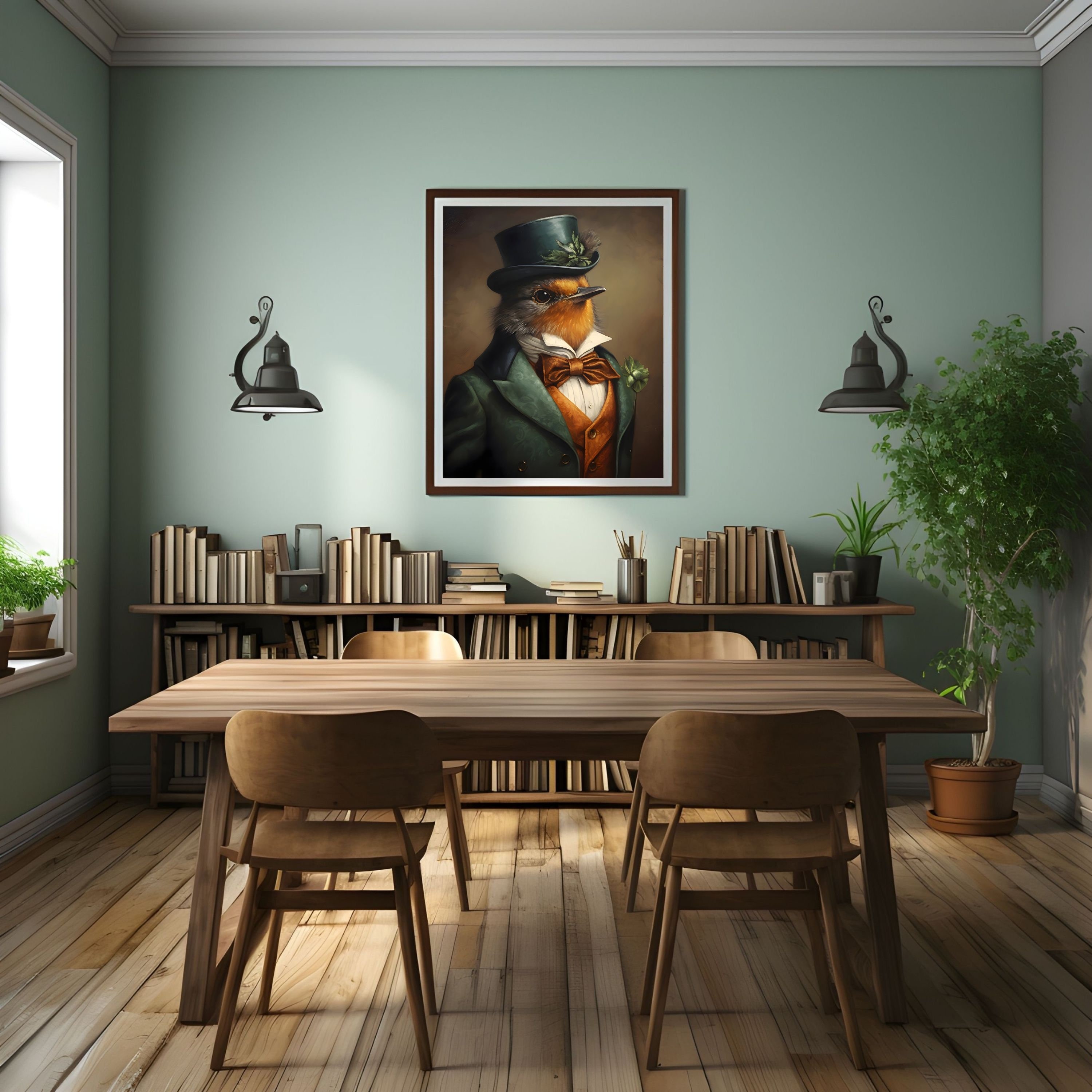 Robin Wall Art, Printable Robin Art Print, Dapper Robin Artwork, Fancy ...