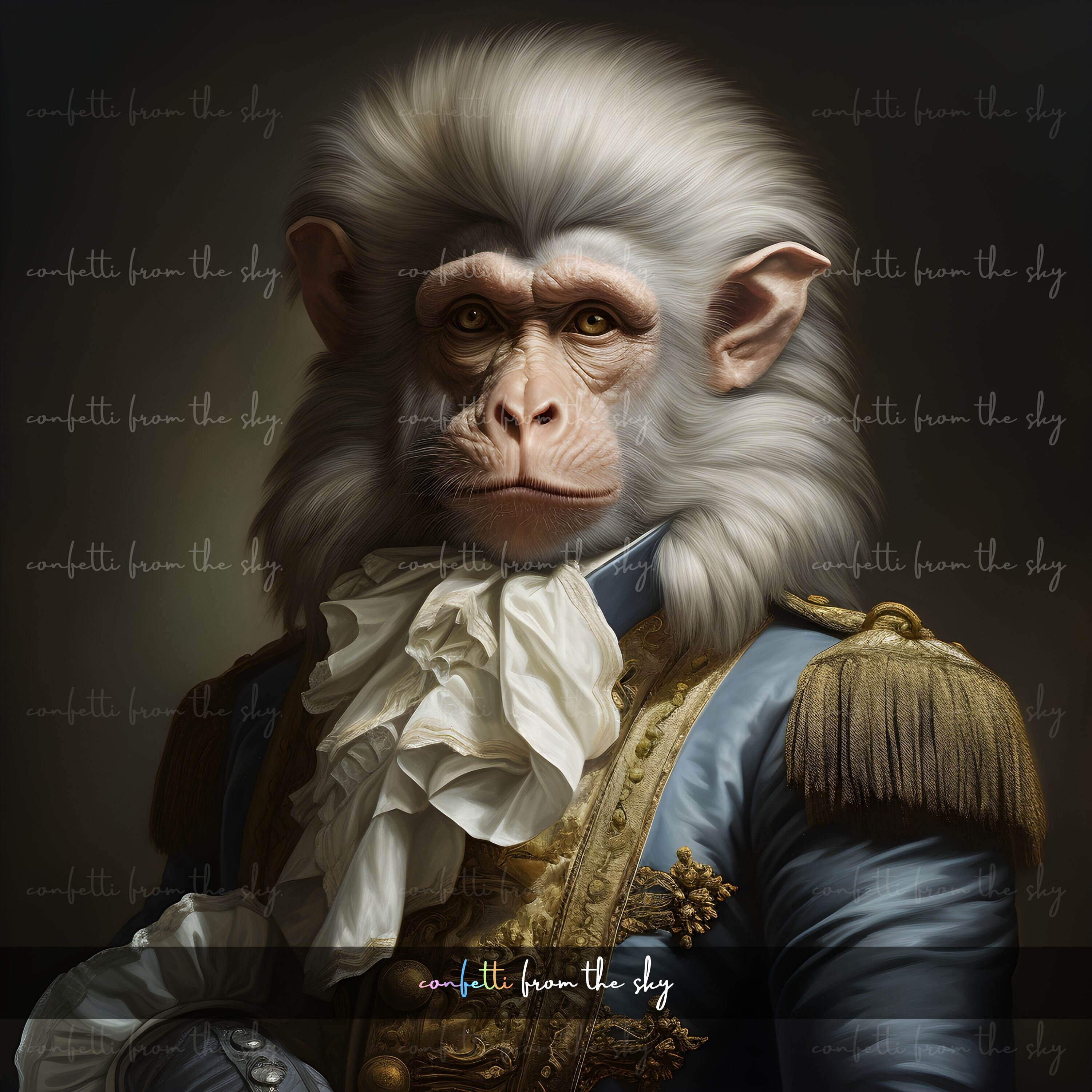 Ape Wall Art, Printable Aristocratic Ape Art Print, Aristocratic Monkey ...