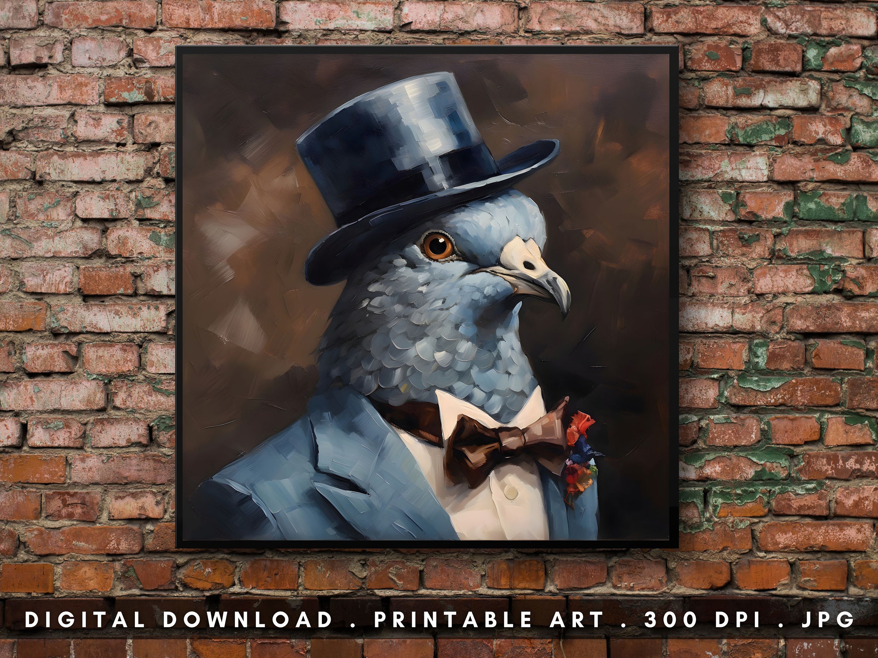 Pigeon Wall Art, Printable Pigeon Art Print, Dapper Pigeon Artwork ...
