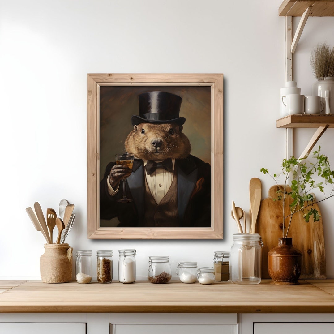 Beaver Wall Art, Printable Beaver Art Print, Dapper Beaver Artwork ...