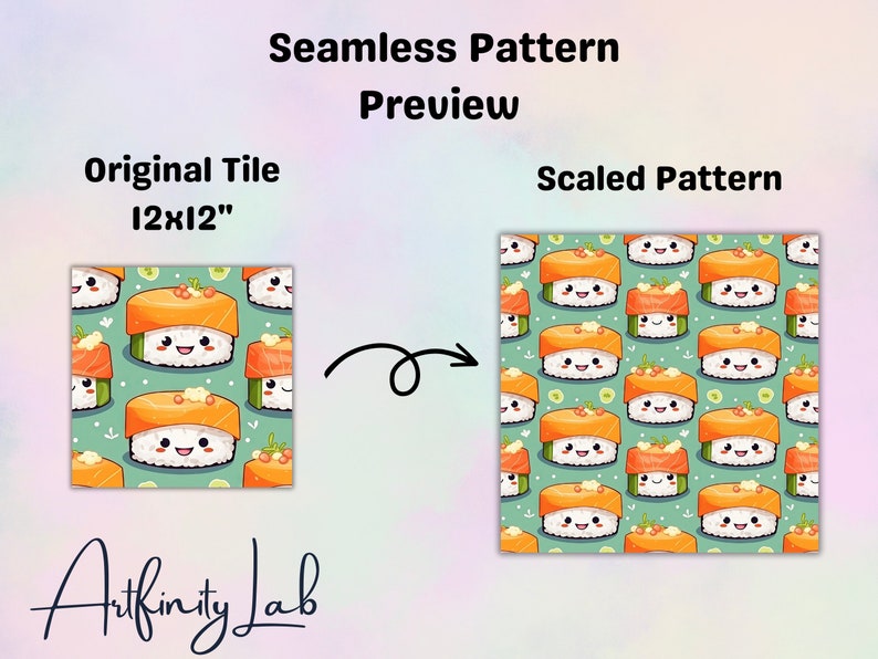 Kawaii Sushi Patterns Sushi Inspired Seamless Patterns Digital Paper ...
