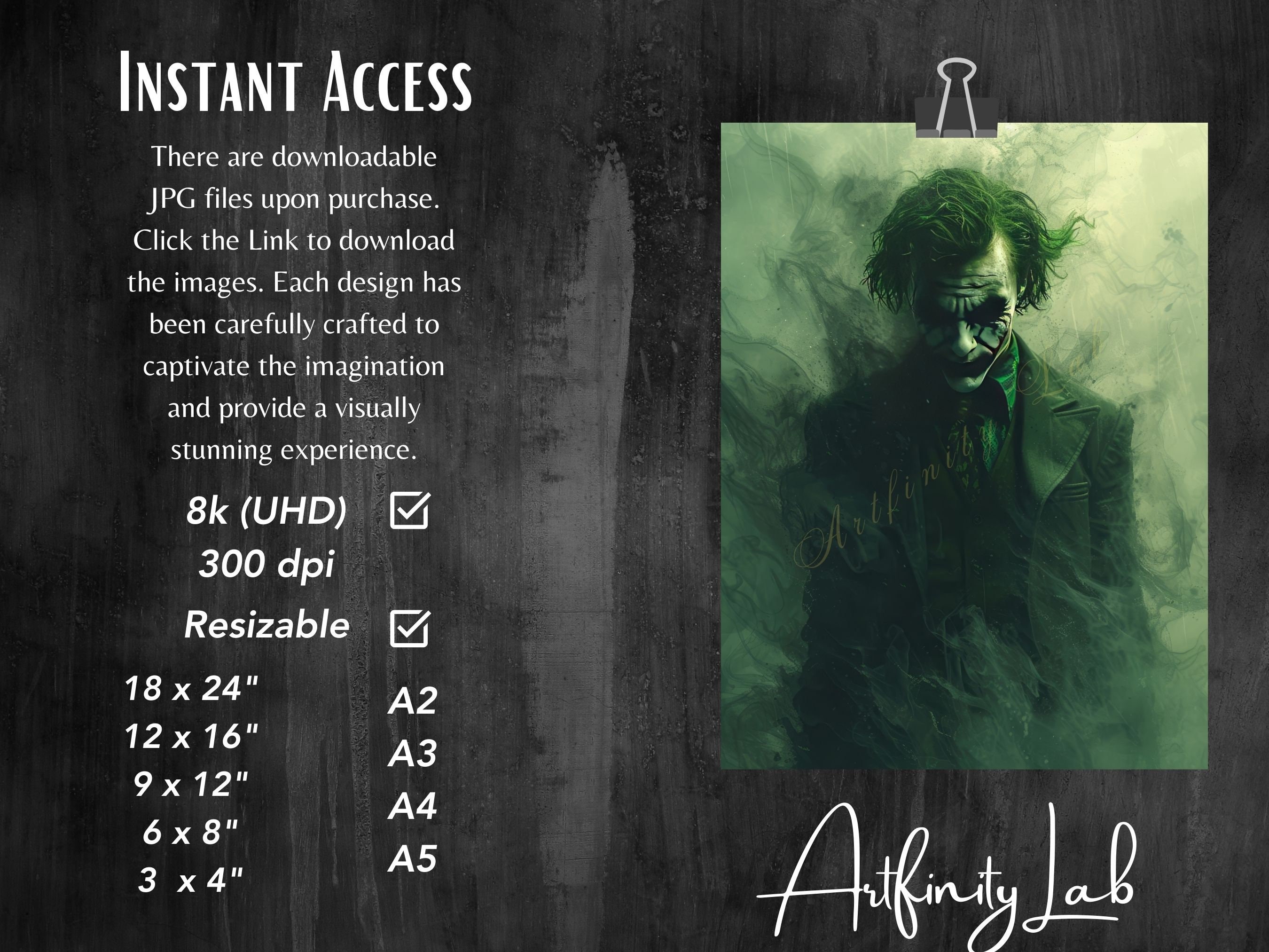The Joker Poster Unique Joker Wall Art Joker Digital Art Fan Printable ...
