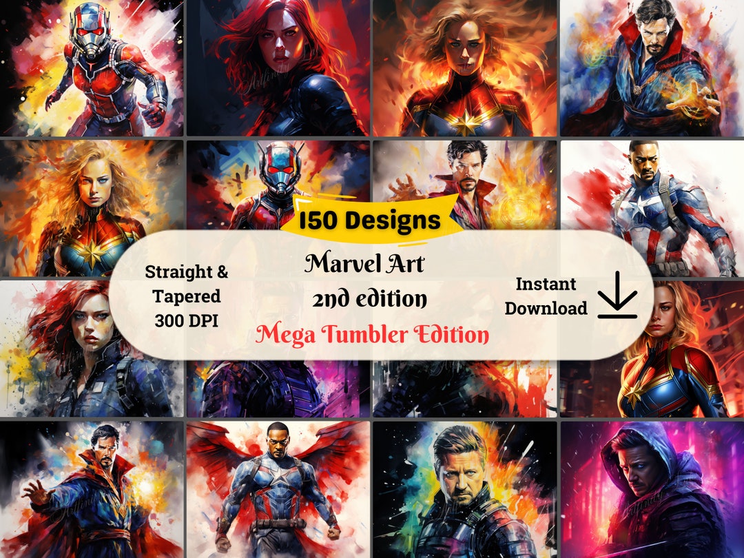 Superheroes Tumbler Wrap 20oz Tumbler Sublimation Design 150 Marvel ...