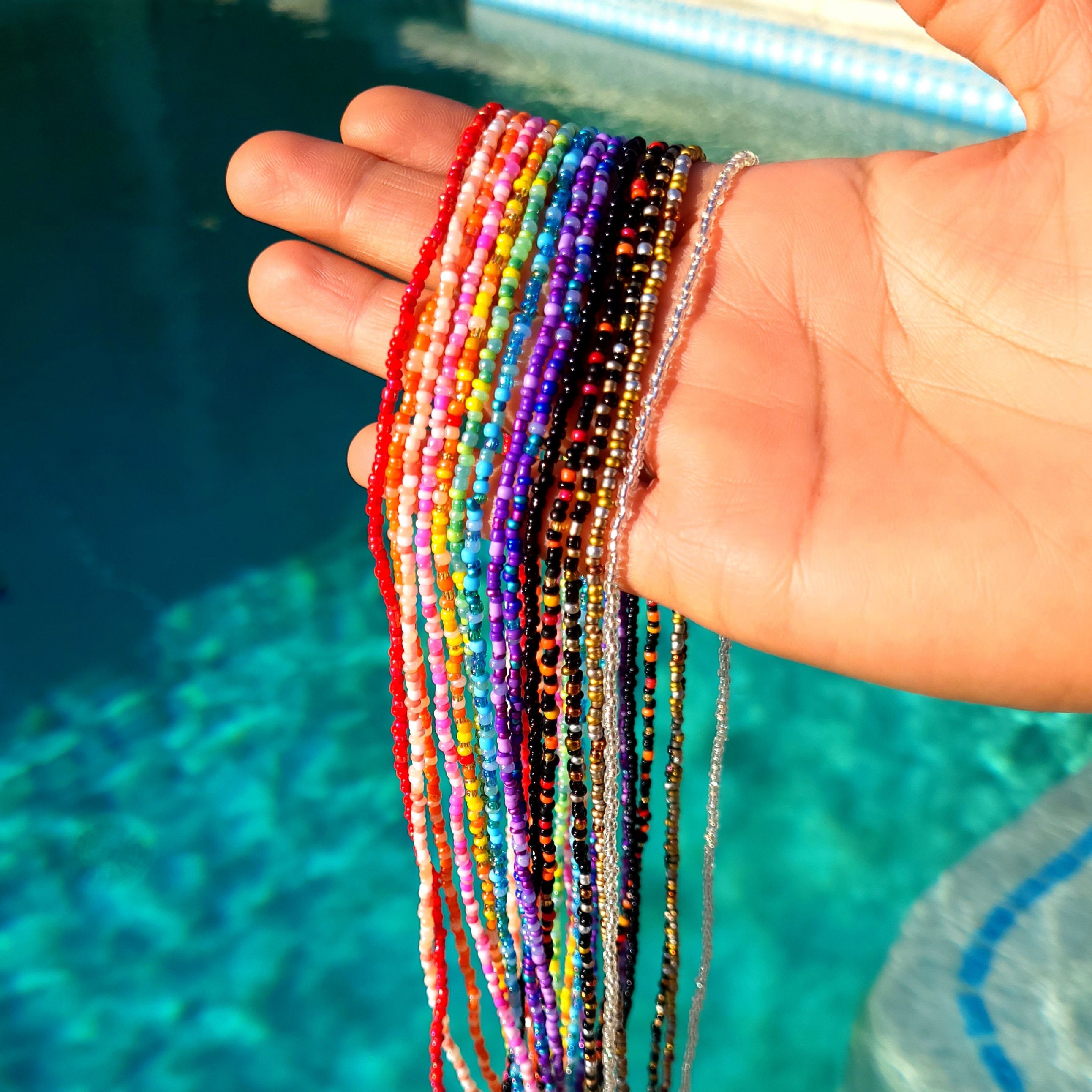 Glass Seed Bead Necklaces 19 Inch Colorful Necklaces Small Beads ...
