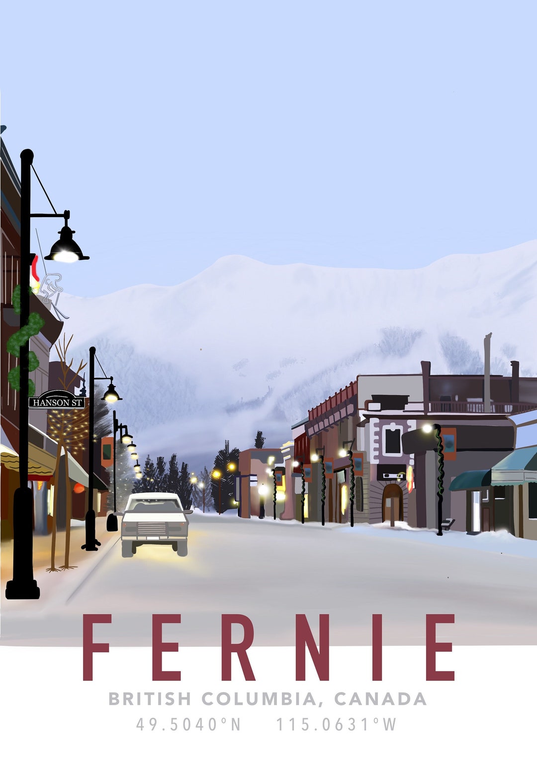 Fernie, BC Canada Digital Print With Coordinates - Etsy