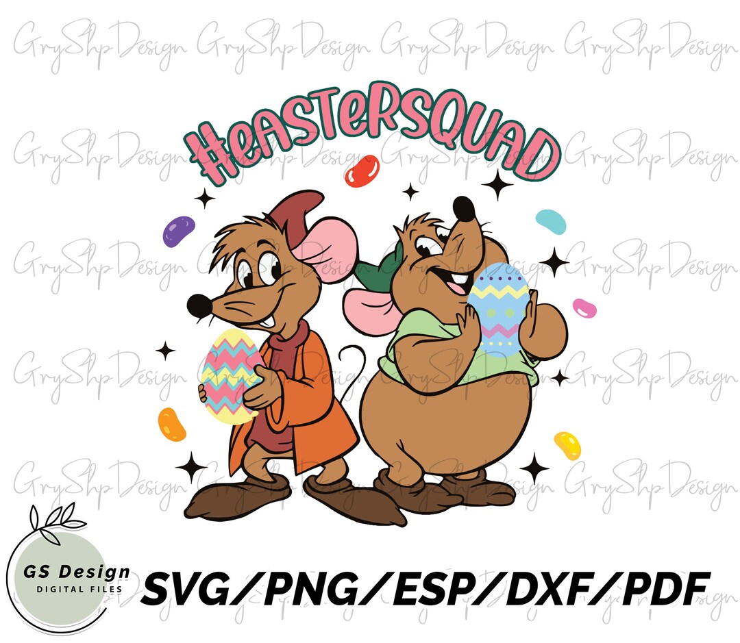 Easter Squad Cinderella Jaq Gus Gus SVG, Easter Svg, Bunny Svg, Spring ...