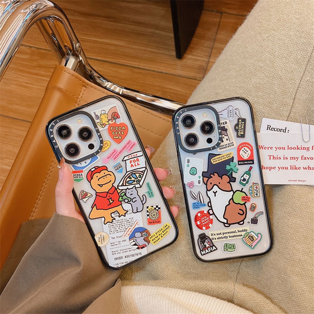 Cartoon Dinosaur Sticker Acrylic Frame Phone Case Cover for iPhone 11 ...