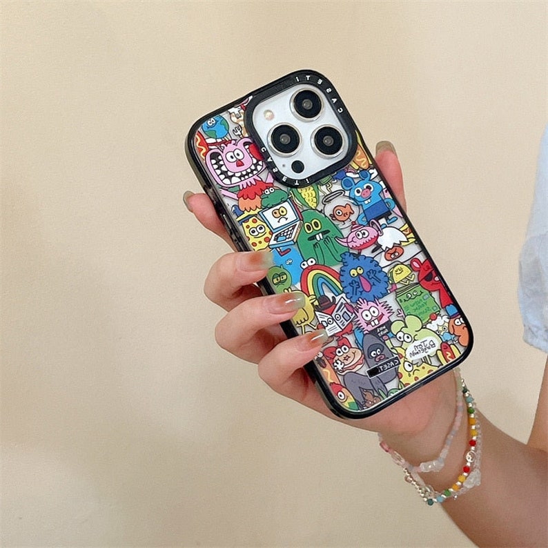 Cartoon Monsters Wireless Charging Colorful Phone Case Cover for iPhone ...