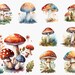 30 Pcs of Mushroom Watercolor Clipart, Watercolor Forest and Fantasy ...