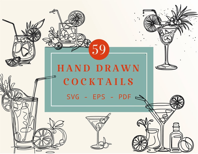 62 Hand Drawn Drink Illustrations | SVG, PDF & EPS Files | Cocktail ...