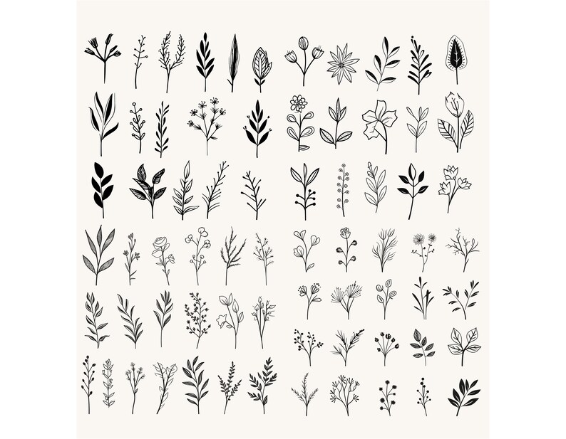 160 Floral Sketch Line Art SVG Bundle | Hand-drawn Flowers | Wedding ...