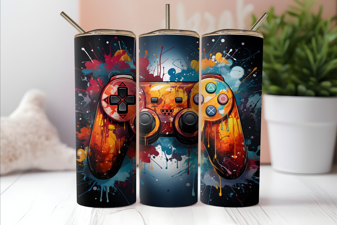 Gaming Controller Wrap PNG 20oz Skinny Straight and Tapered Tumbler ...