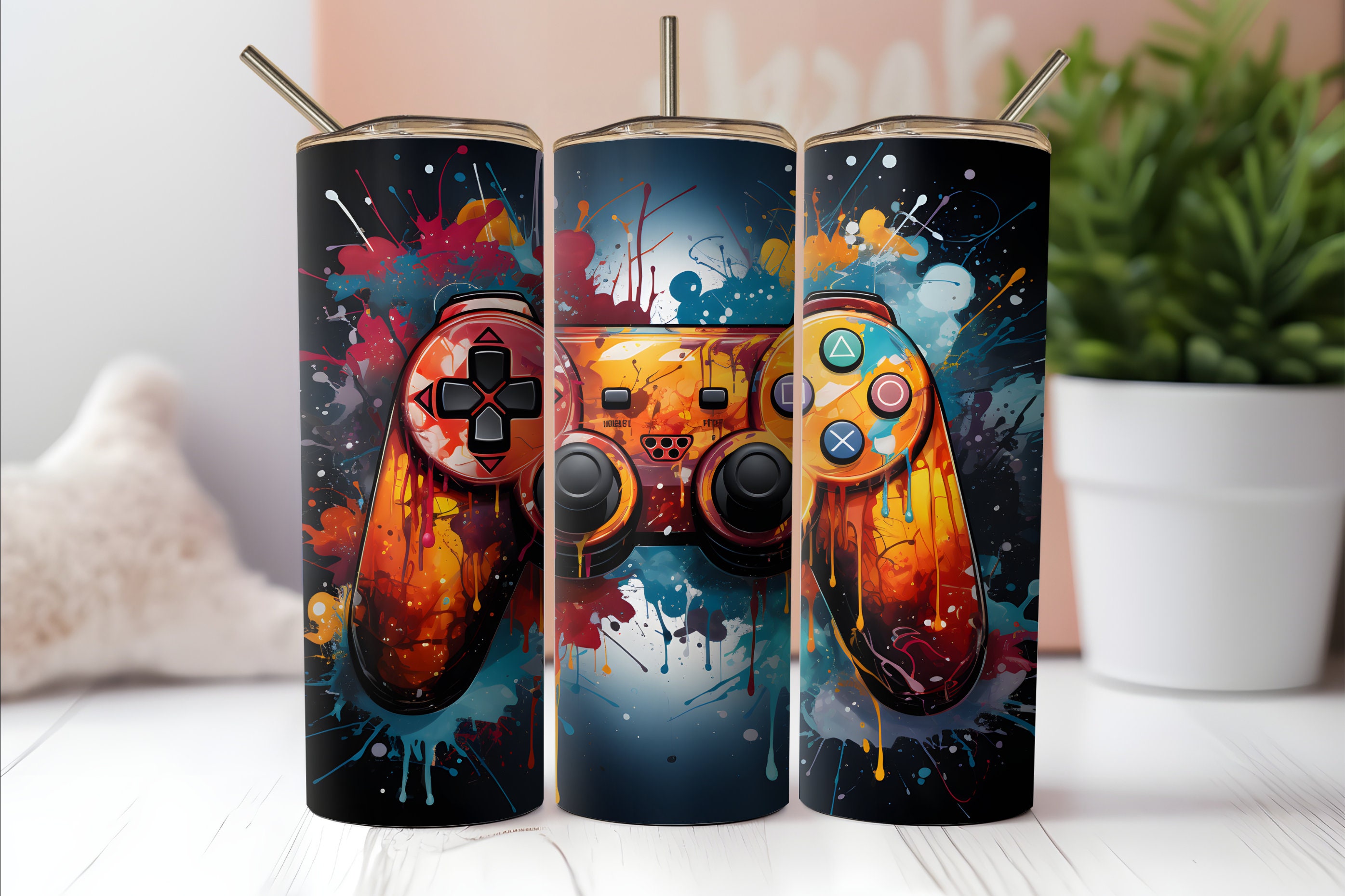 Gaming Controller Wrap PNG 20oz Skinny Straight and Tapered Tumbler ...