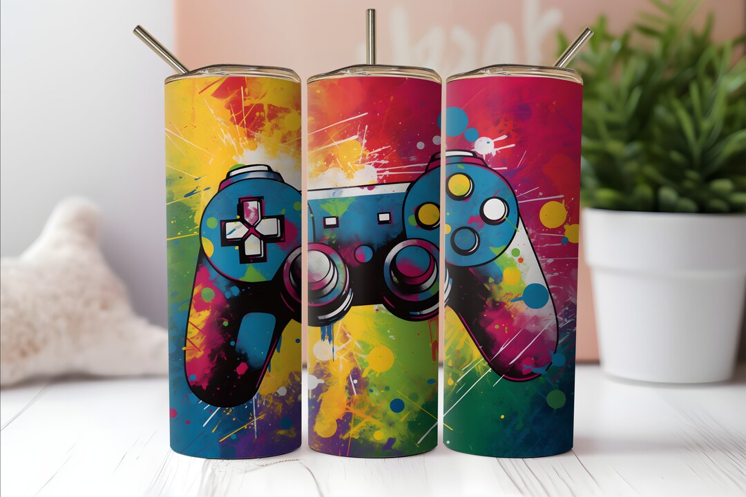 Video Game Controller Wrap PNG 20oz Skinny Straight and Tapered Tumbler ...