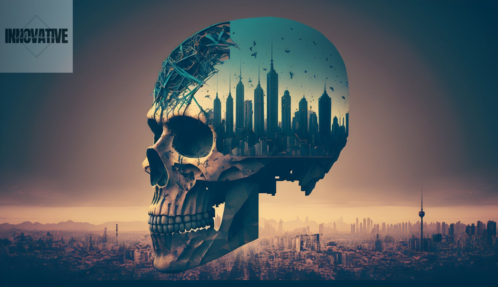 Dystopian Skull Sublimation Design, 4 in 1 Can Cooler Tumbler Wrap ...