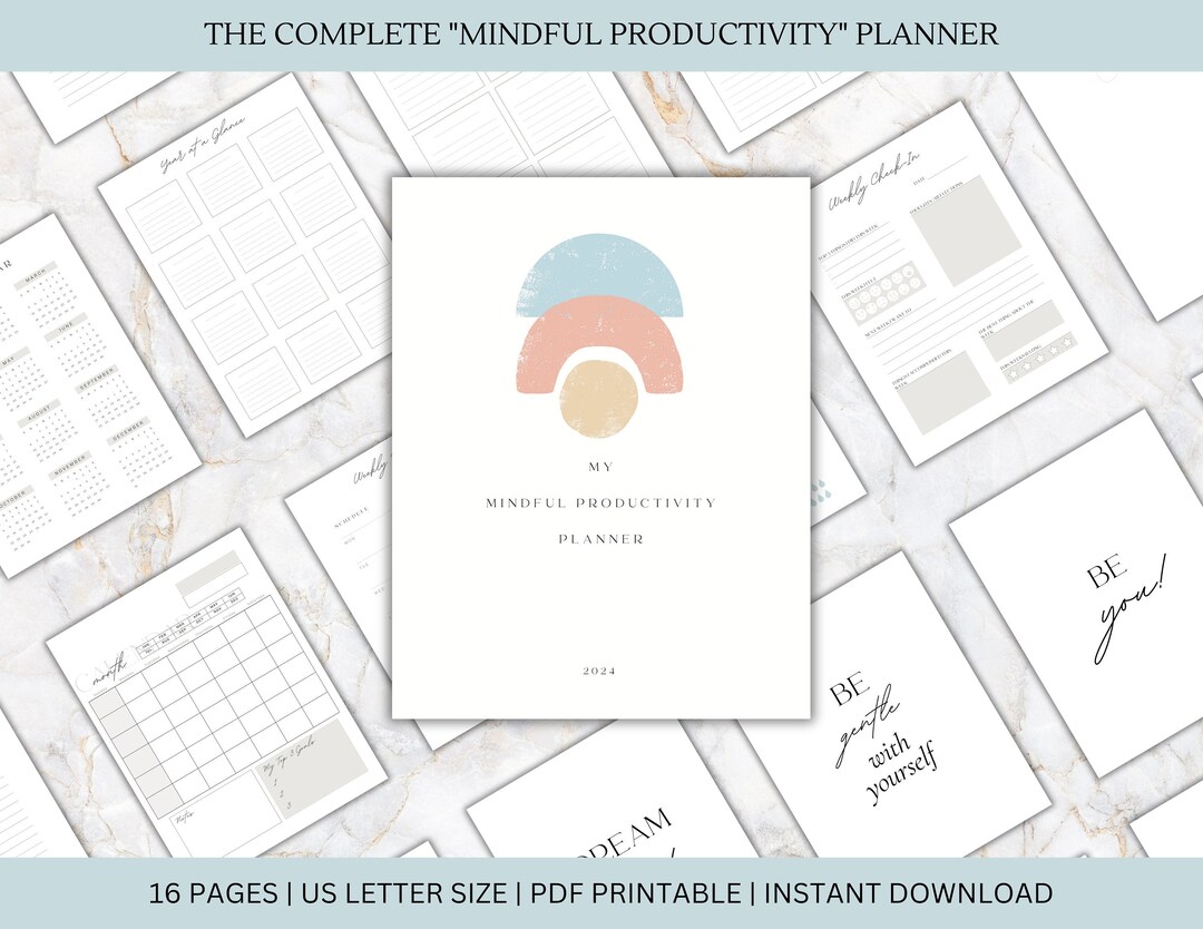 Mindful Productivity Planner Printable Planner Calendar & Planner ...