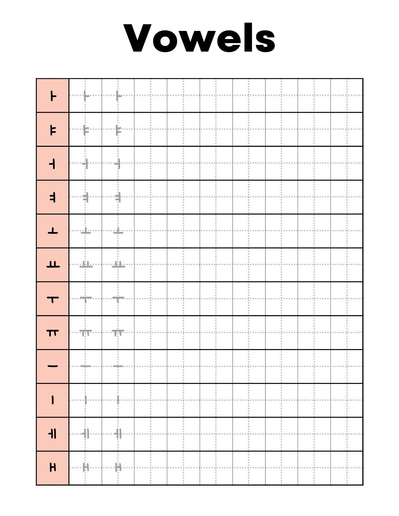 Korean Basic Writing Worksheet - Etsy