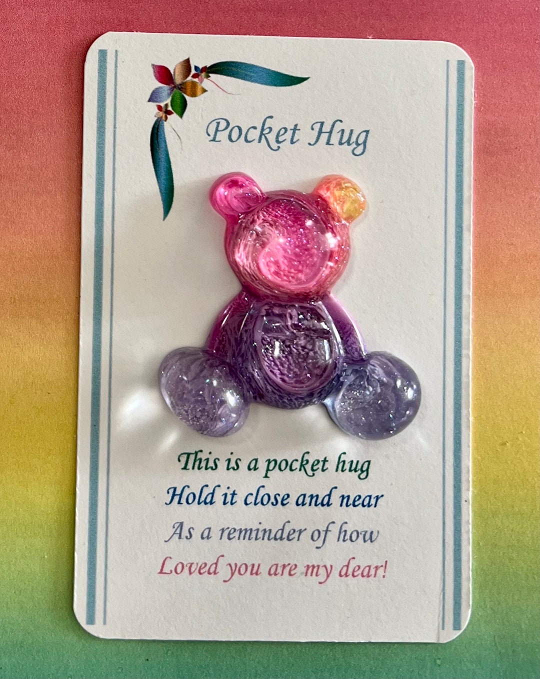 Pocket Hug Resin Pink Ombré Bear Hug - Etsy