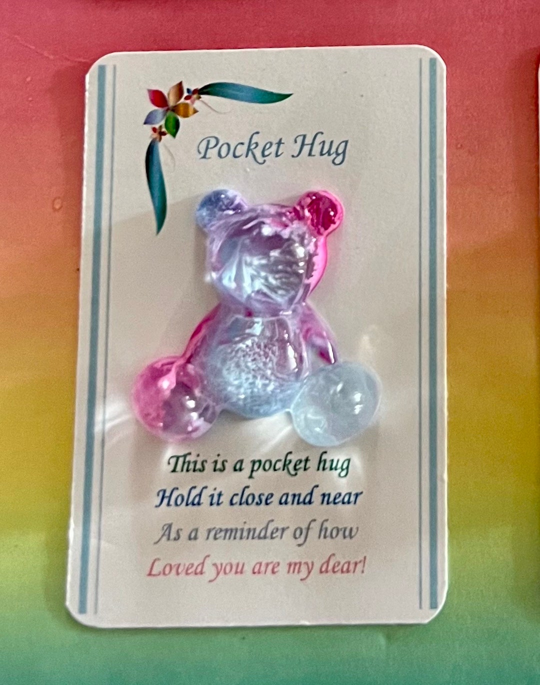 Pocket Hug Resin Bear Hug Pink Blue Lights - Etsy
