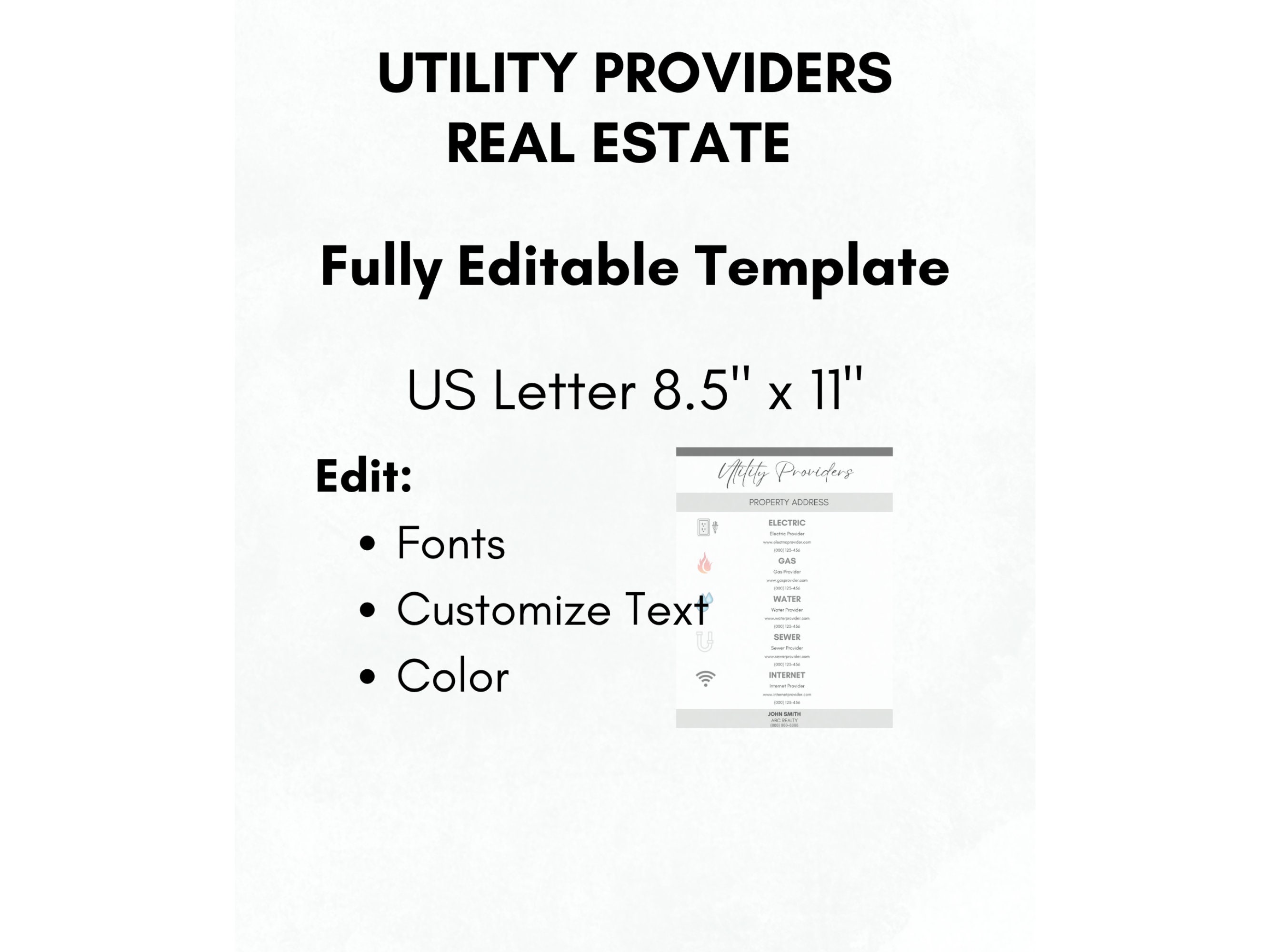 Utility Providers List, Real Estate Utility Provider List, Utility ...