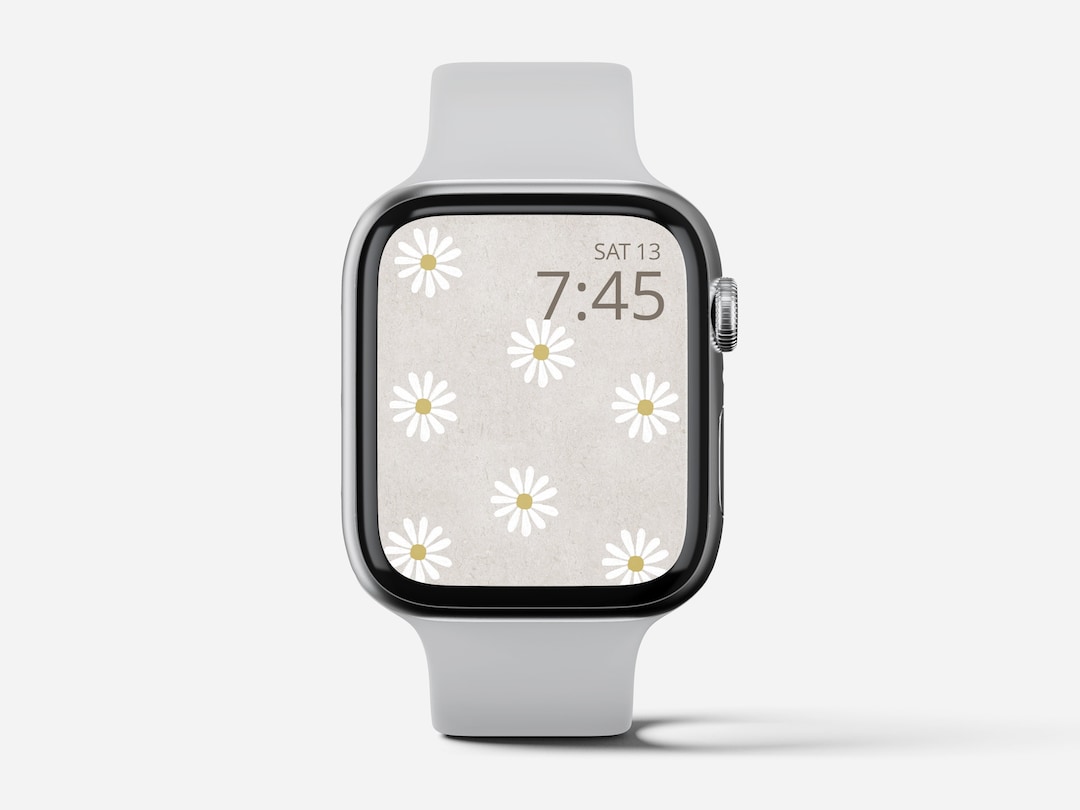 Aesthetic Beige Daisy Watch Face, Beige Apple Watch Wallpaper, Daisies ...