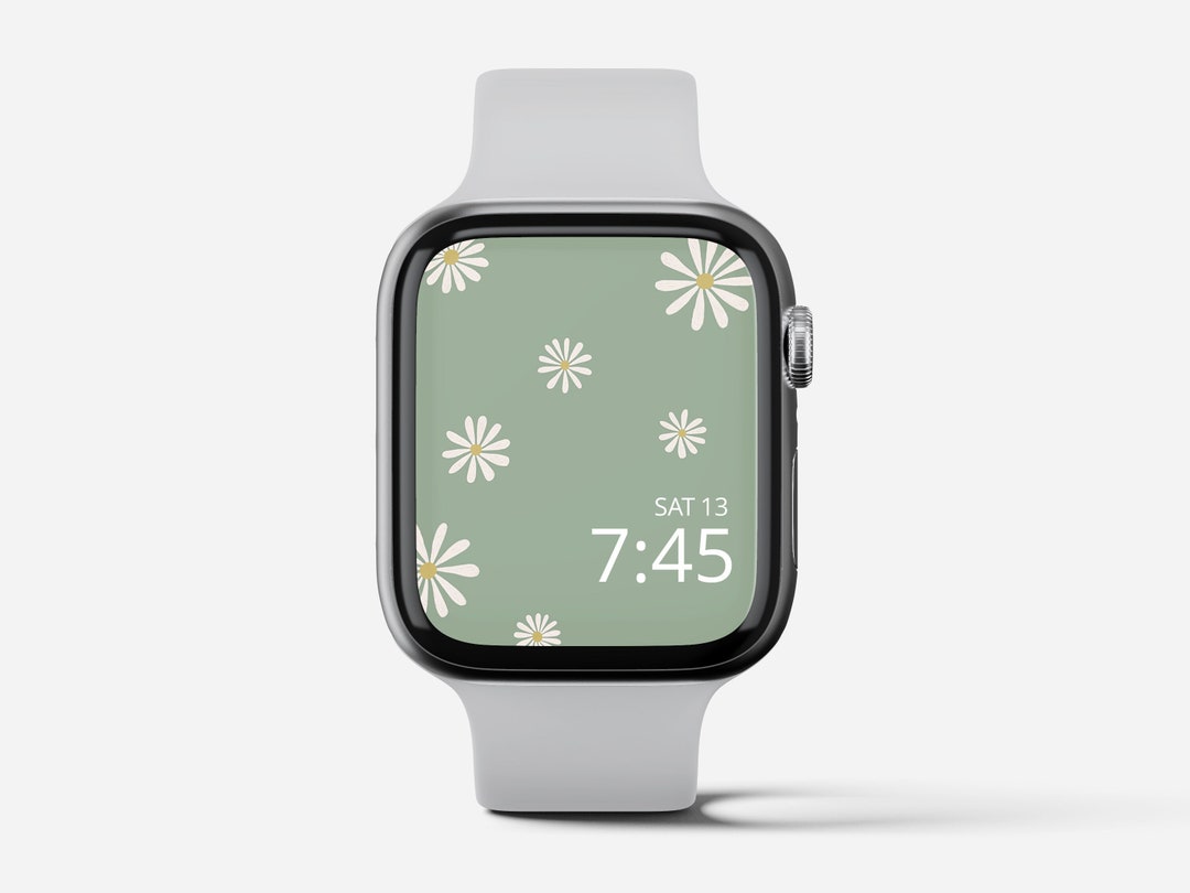 Sage Daisy Watch Face, Sage Apple Watch Wallpaper, Aesthetic Apple ...