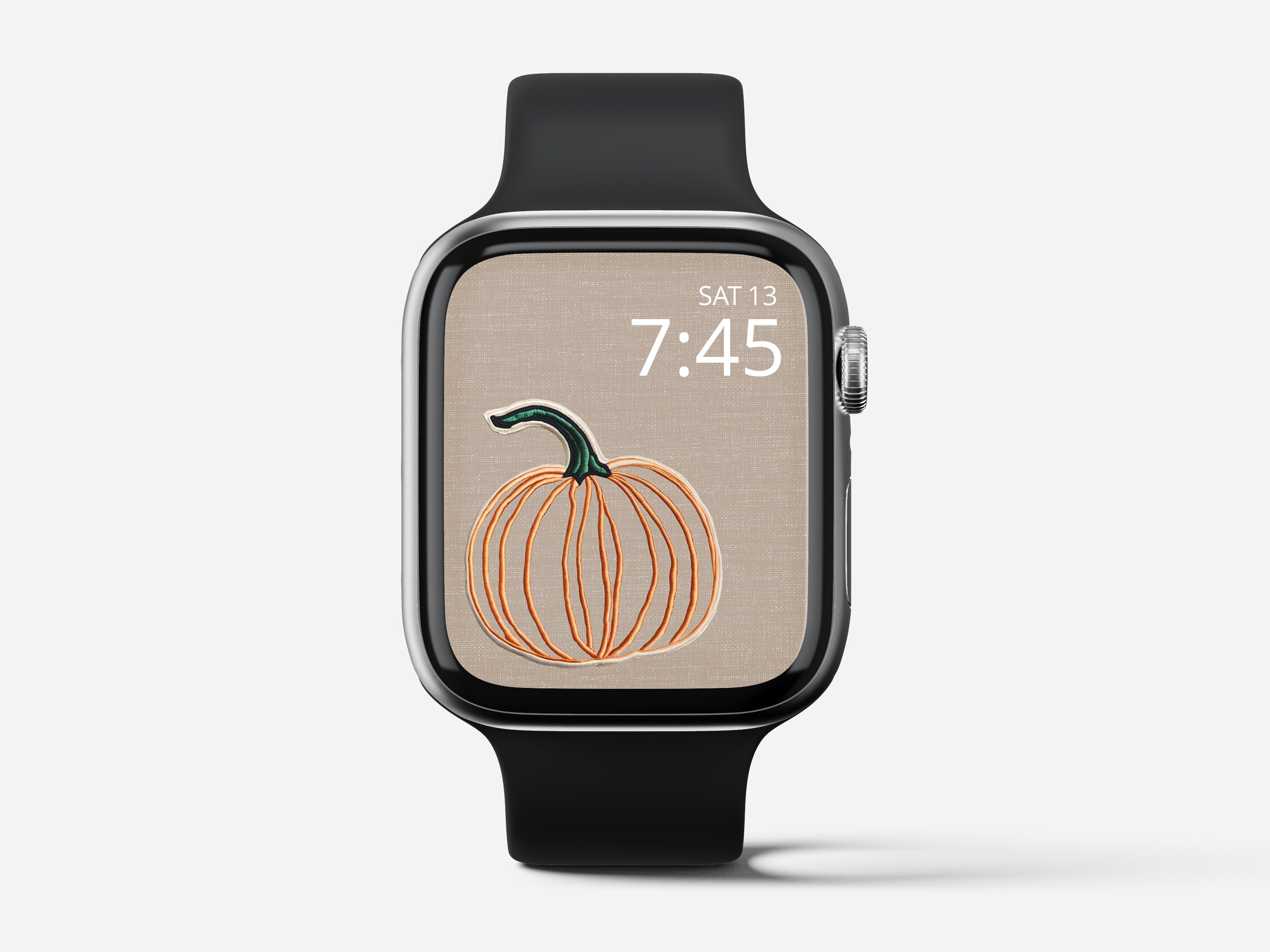Fall Apple Watch Face Wallpaper, Embroidered Patch Pumpkin Apple Watch ...