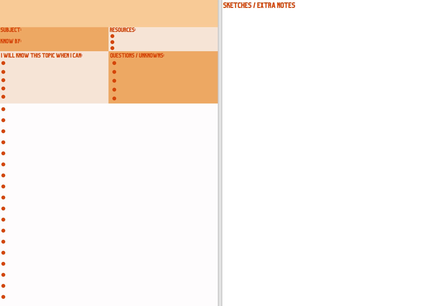 Topic Summary Template Study Notes - Etsy