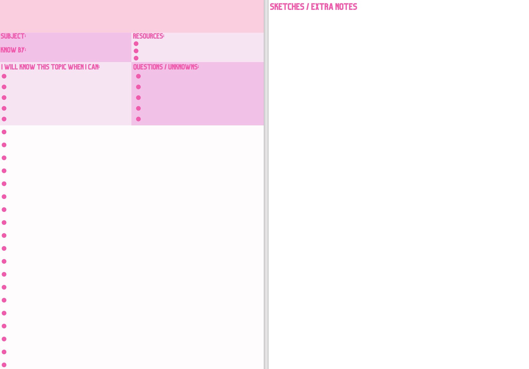 Topic Summary Template Study Notes - Etsy