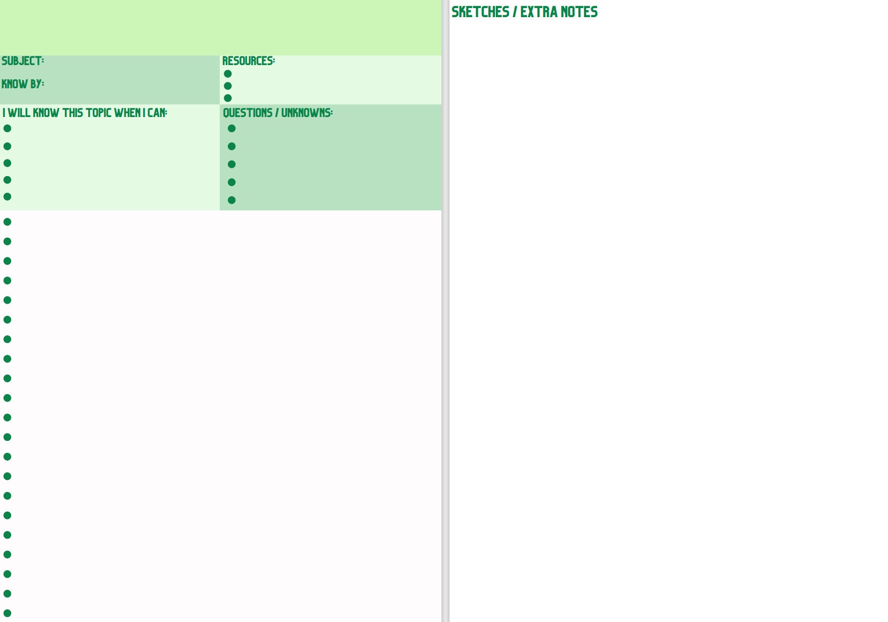 Topic Summary Template Study Notes - Etsy