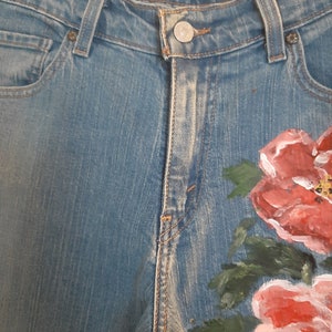 Jeans by Levi With Hand Painted Roses and a Patch With Embroidered ...